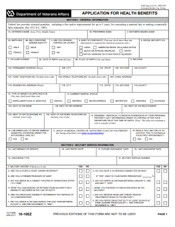 Fillable Form VA 10-10EZ | Edit, Sign & Download in PDF | PDFRun