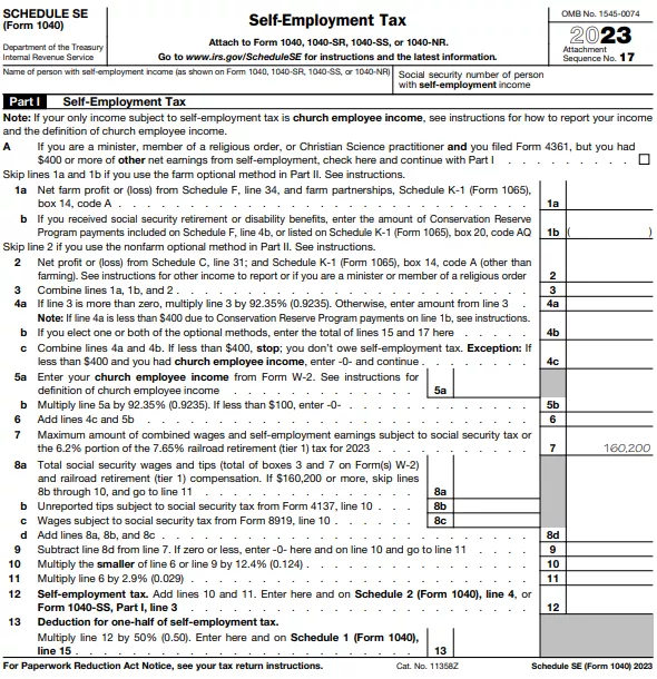 Fillable Form 1040 - Schedule SE (2023) | PDFRun