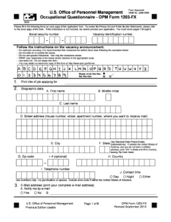 Fillable Form OPM 1203 FX | Edit, Sign & Download in PDF | PDFRun
