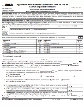 Fillable Form 8868 (2020) | Edit, Sign & Download in PDF | PDFRun