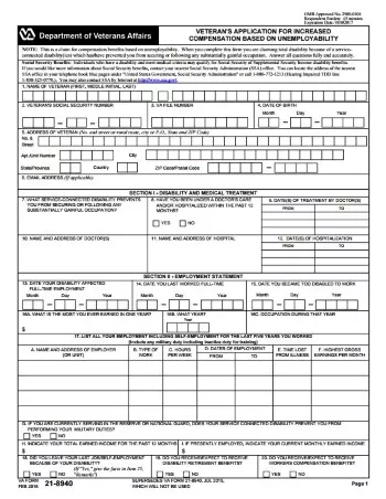 Fillable Form VA 21-8940 (2016) | Edit, Sign & Download in PDF | PDFRun