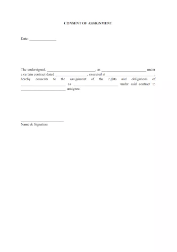 Fillable Form Consent of Assignment | Edit, Sign & Download in PDF | PDFRun