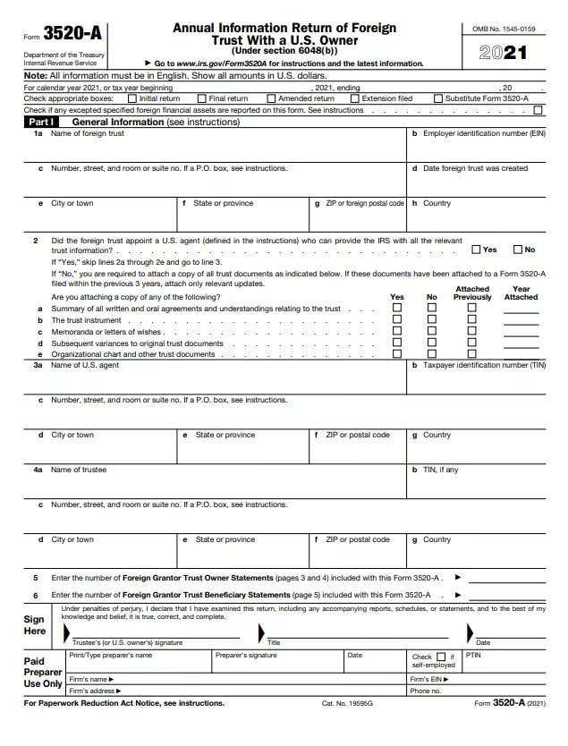 Fillable Form 3520-A (2021) | Edit, Sign & Download in PDF | PDFRun