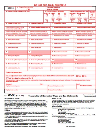 Fillable Form W-3C (2015-2018) | Edit, Sign & Download in PDF | PDFRun
