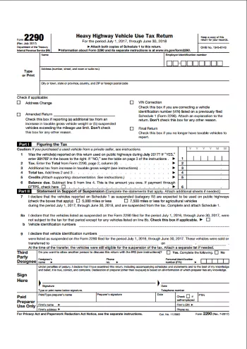 Fillable Form 2290 (2017) | Edit, Sign & Download in PDF | PDFRun