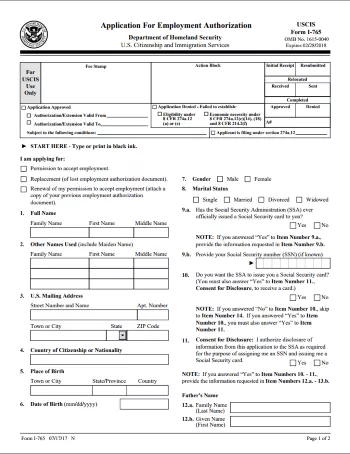 Fillable Form I-765 (July 2017) | Edit, Sign & Download in PDF | PDFRun