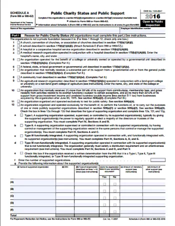 Fillable Form 990-EZ-Schedule-A (2016) | PDFRun
