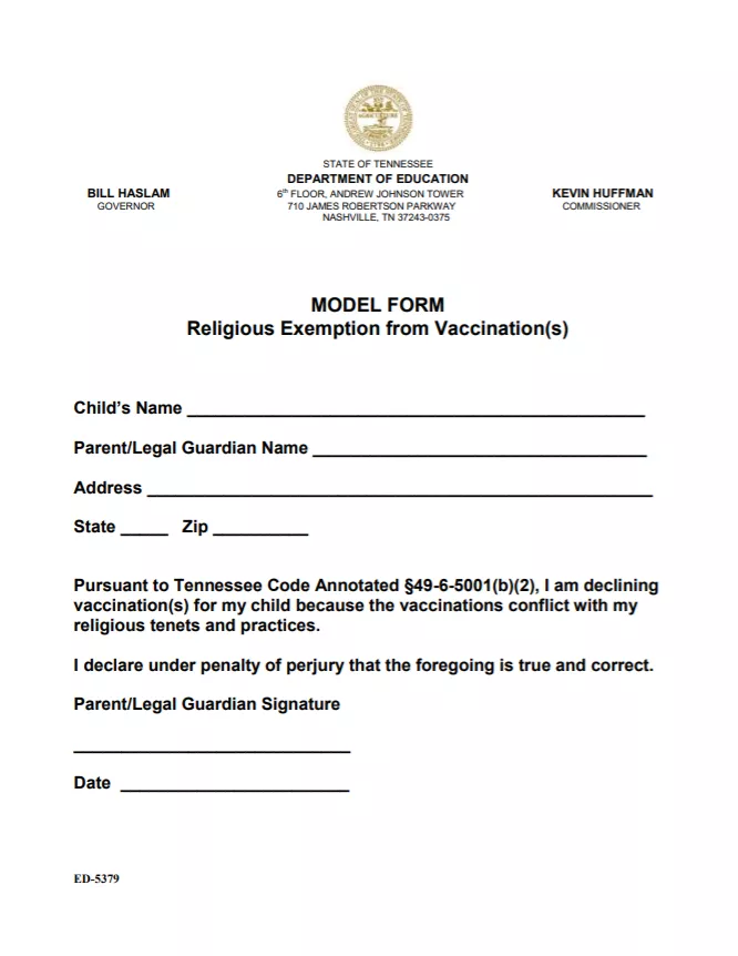 Fillable Form Religious Exemption from Vaccination(s) | Edit, Sign ...