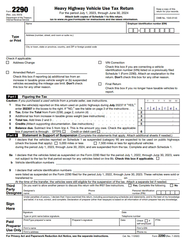 Fillable Form 2290 (2023) | Edit, Sign & Download in PDF | PDFRun