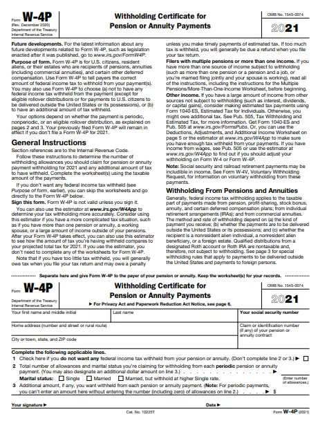 Fillable Form W-4P (2021) | Edit, Sign & Download in PDF | PDFRun