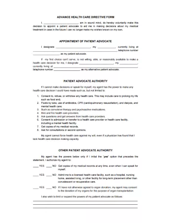 Fillable Form Advance Health Care Directive Letter | PDFRun