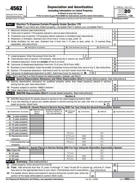 Fillable Form IRS Form 4562 | Edit, Sign & Download in PDF | PDFRun