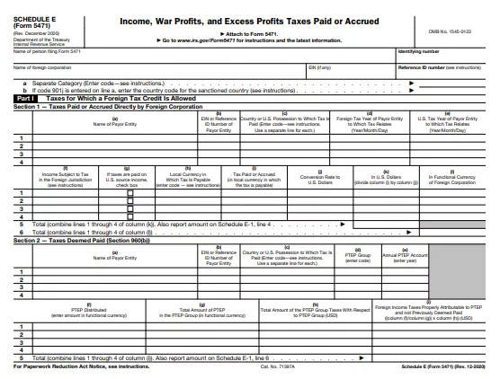 Fillable Form 5471 (Schedule E) (2020) | PDFRun