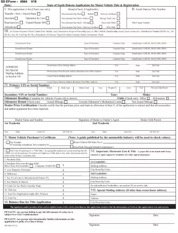 Fillable Form South Dakota Vehicle Registration (MV-608) | PDFRun