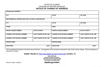 Fillable Form Form 401 Alaska Change of Address | PDFRun