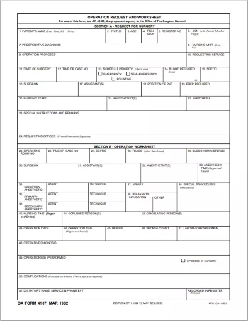Fillable Form DA 4107 | Edit, Sign & Download in PDF | PDFRun