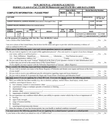 Fillable Form Nebraska Driver's License Renewal | PDFRun