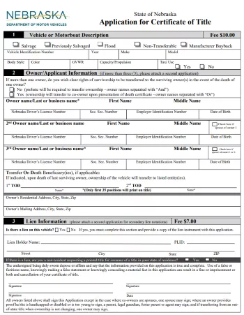 Fillable Form Nebraska Vehicle Registration (RV-707) (2018) | PDFRun
