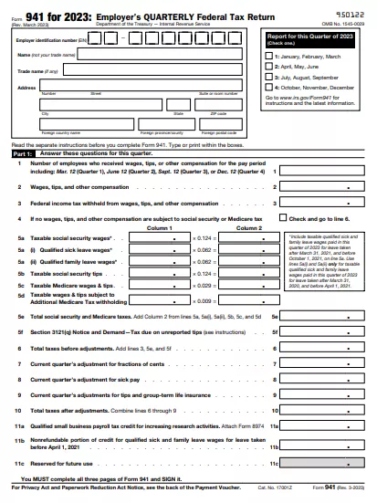 Fillable Form 941 (2023) | Edit, Sign & Download in PDF | PDFRun