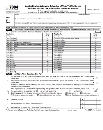 Fillable Form 7004 | Edit, Sign & Download in PDF | PDFRun
