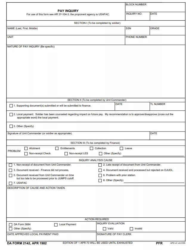 Fillable Form DA 2142 | Edit, Sign & Download in PDF | PDFRun