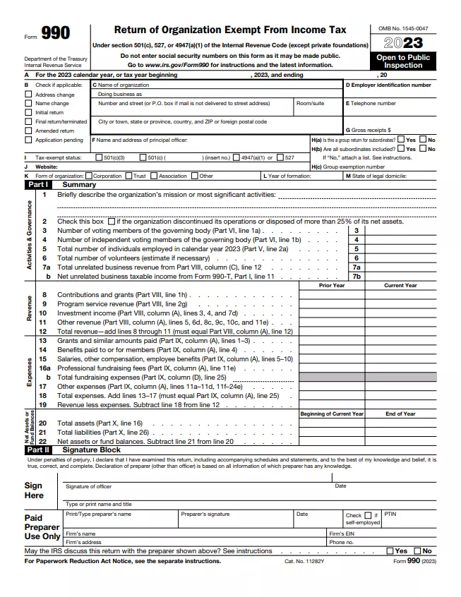 Fillable Form 990 (2023) | Edit, Sign & Download in PDF | PDFRun