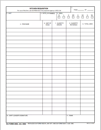 Fillable Form DA 4552 | Edit, Sign & Download in PDF | PDFRun