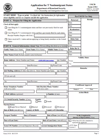 Fillable Form I-914 | Edit, Sign & Download in PDF | PDFRun