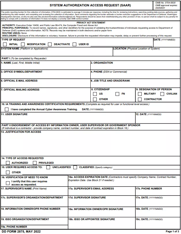 Fillable Form DD 2875 (2022) | Edit, Sign & Download in PDF | PDFRun