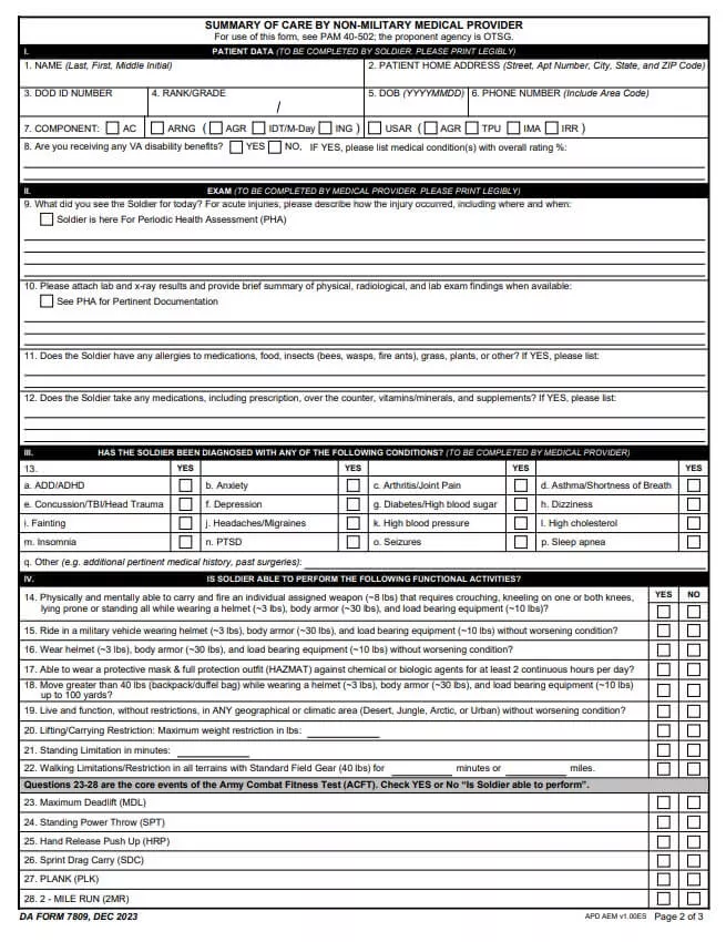 Fillable Form DA 7809 (2023) | Edit, Sign & Download in PDF | PDFRun
