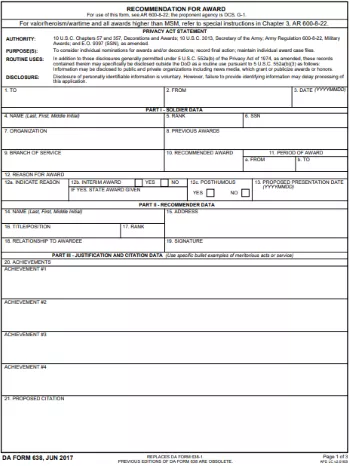 Fillable Form DA 638 | PDFRun