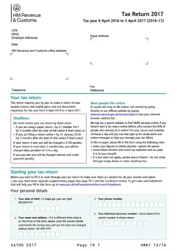 Fillable Form SA 100 (2017) | Edit, Sign & Download in PDF | PDFRun