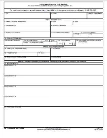 Fillable Form DA 638 | Edit, Sign & Download in PDF | PDFRun