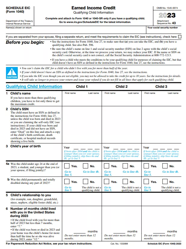 Fillable Form 1040 - Schedule EIC (2023) | Edit, Sign & Download in PDF ... Fillable Form 1040 - Schedule EIC (2023) | Edit, Sign & Download in PDF ...