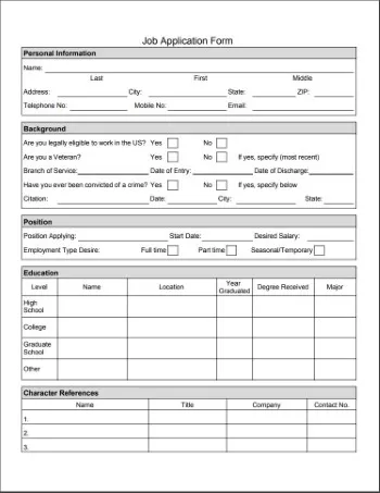 Fillable Form Job Application Template | PDFRun