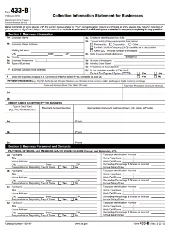Fillable Form 433-B (2019) | Edit, Sign & Download in PDF | PDFRun