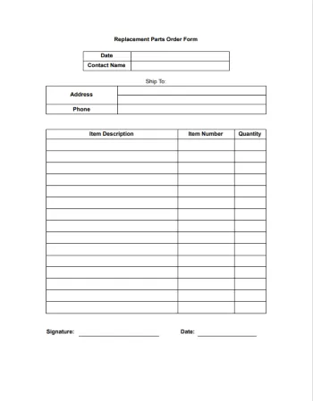 Fillable Form Parts Order Form | Edit, Sign & Download in PDF | PDFRun
