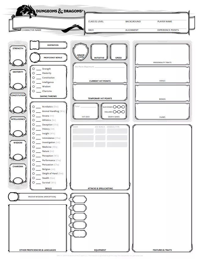 Fillable Form DND Character Sheet | Edit, Sign & Download in PDF | PDFRun