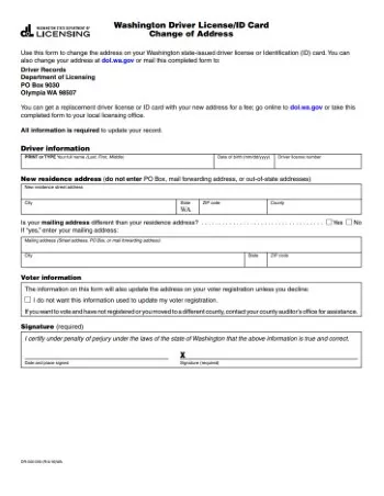Fillable Form DR-500-039 Washington Change of Address | PDFRun