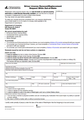 Fillable Form Washington Driver License Renewal | PDFRun
