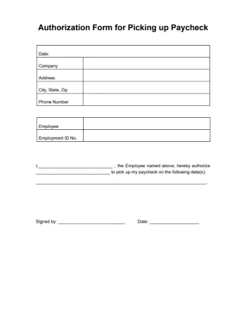 Fillable Form Paycheck Authorizaion Form | PDFRun