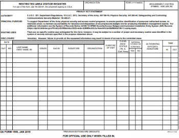 Fillable Form DA-1999 | Edit, Sign & Download in PDF | PDFRun