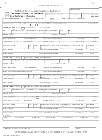 Fillable Form Florida Accident Report | PDFRun