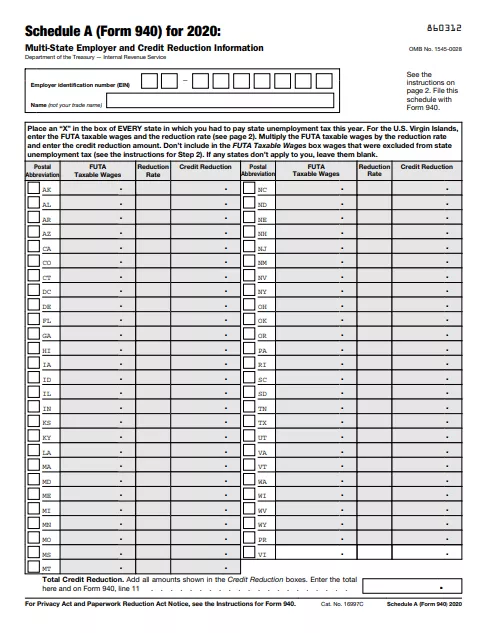 Fillable Form 940 (Schedule A) | Edit, Sign & Download in PDF | PDFRun