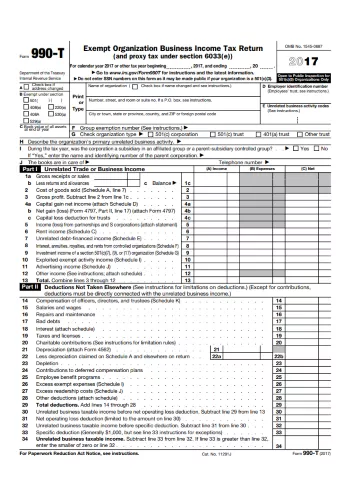 Fillable Form 990-T (2017) | Edit, Sign & Download in PDF | PDFRun