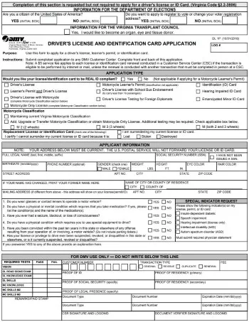 Fillable Form Virginia State ID Application (DL 1P) | PDFRun
