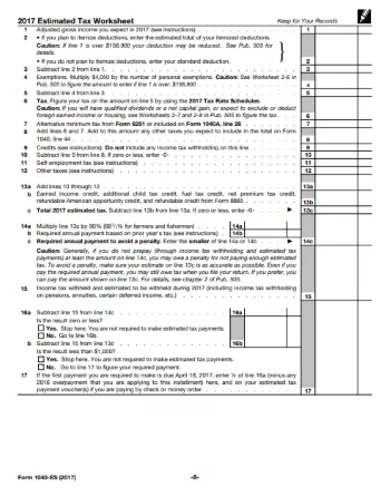 Fillable Form 1040-ES (2017) | Edit, Sign & Download in PDF | PDFRun