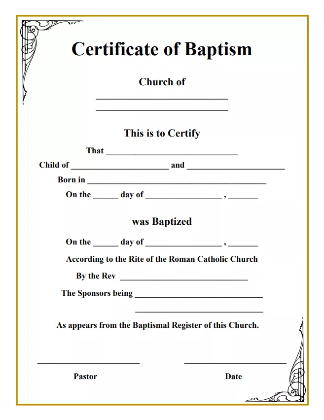 Fillable Form Baptism Certificate | Edit, Sign & Download in PDF | PDFRun