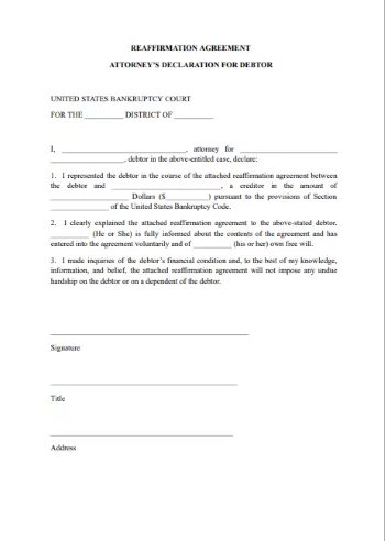 Fillable Form Reaffirmation Agreement | PDFRun