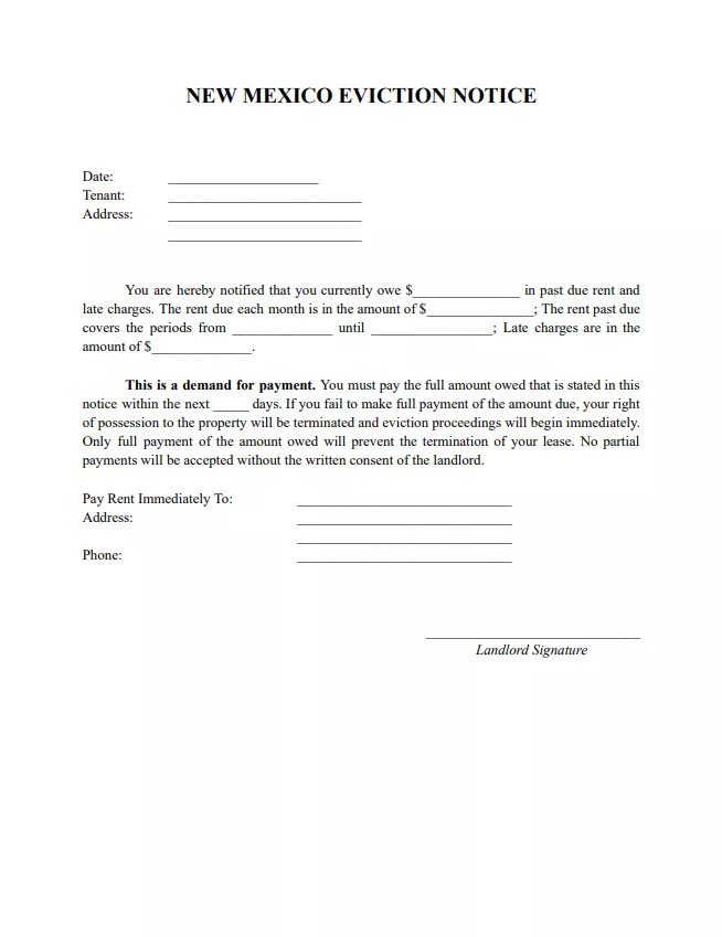 Fillable Form New Mexico Eviction Notice | PDFRun